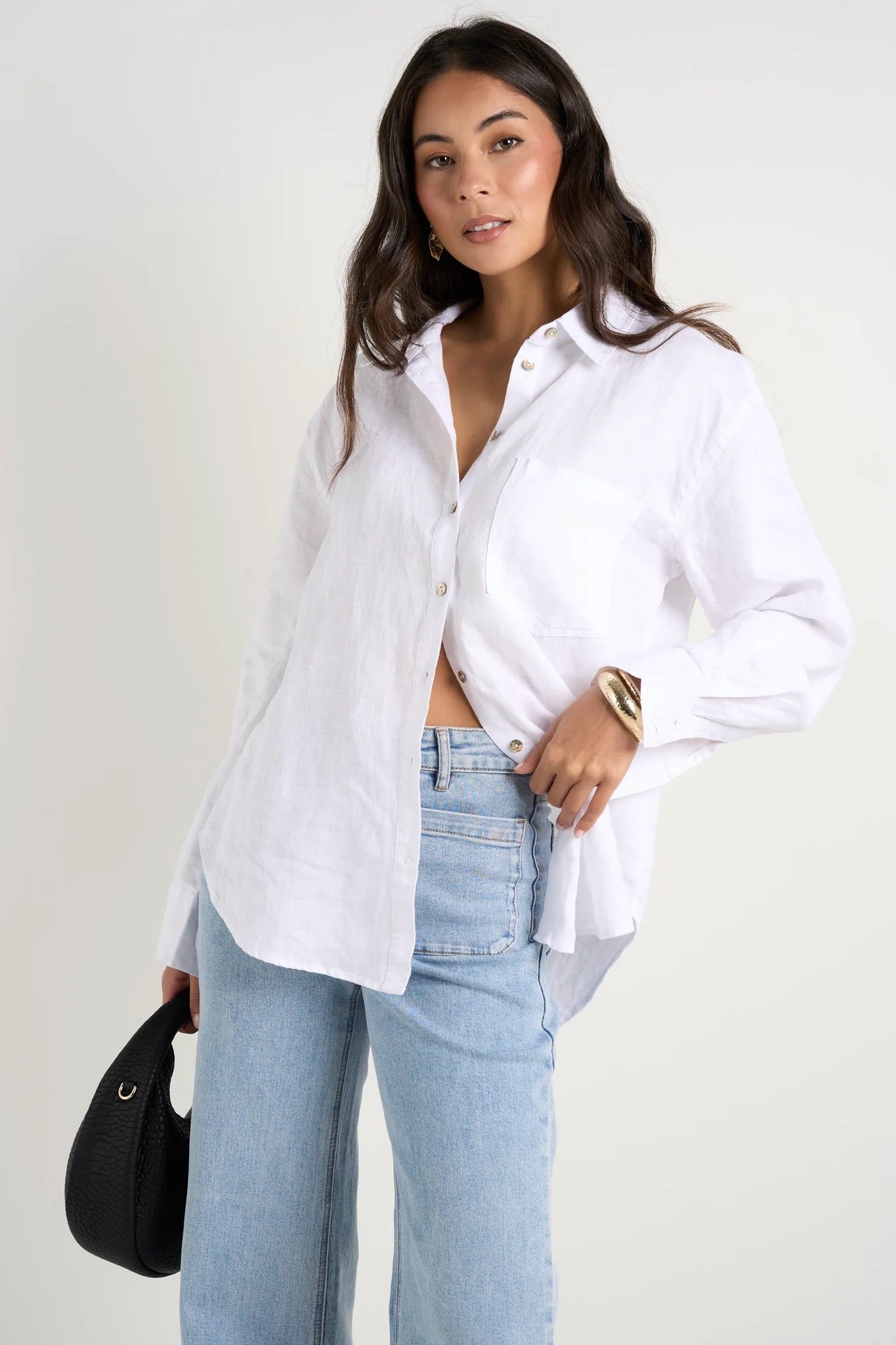 Optimum White Linen Oversized Shirt